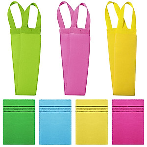 7 Pcs Korean Exfoliating Washcloth and Mitts Long Exfoliating Back Wash Towel Korean Exfoliating Scrub Mitt Korean Exfoliating Shower Mitt Massage Bath Cloth for Removing Dry Skin (Multicolor)