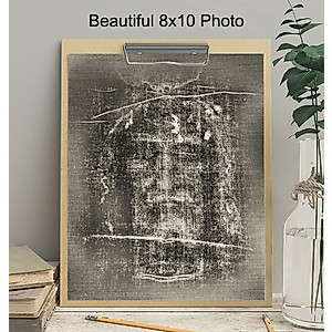 Jesus Wall Decor - Jesus Christ - Shroud of Turin Photo Picture Wall Art Print- Catholic Gifts, Religious Christian Wall Decor for Pastor, Priest, Ordained Minister - 8x10 Poster