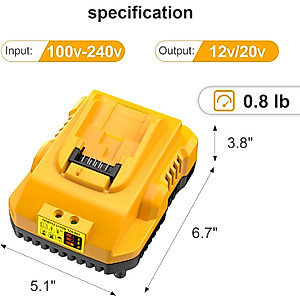 20v Max Battery 2Pack Replacement for Dewalt 20V 6.0Ah Battery with DCB112 Battery Charger Station for DCB201 DCB204 DCB206 DCB120