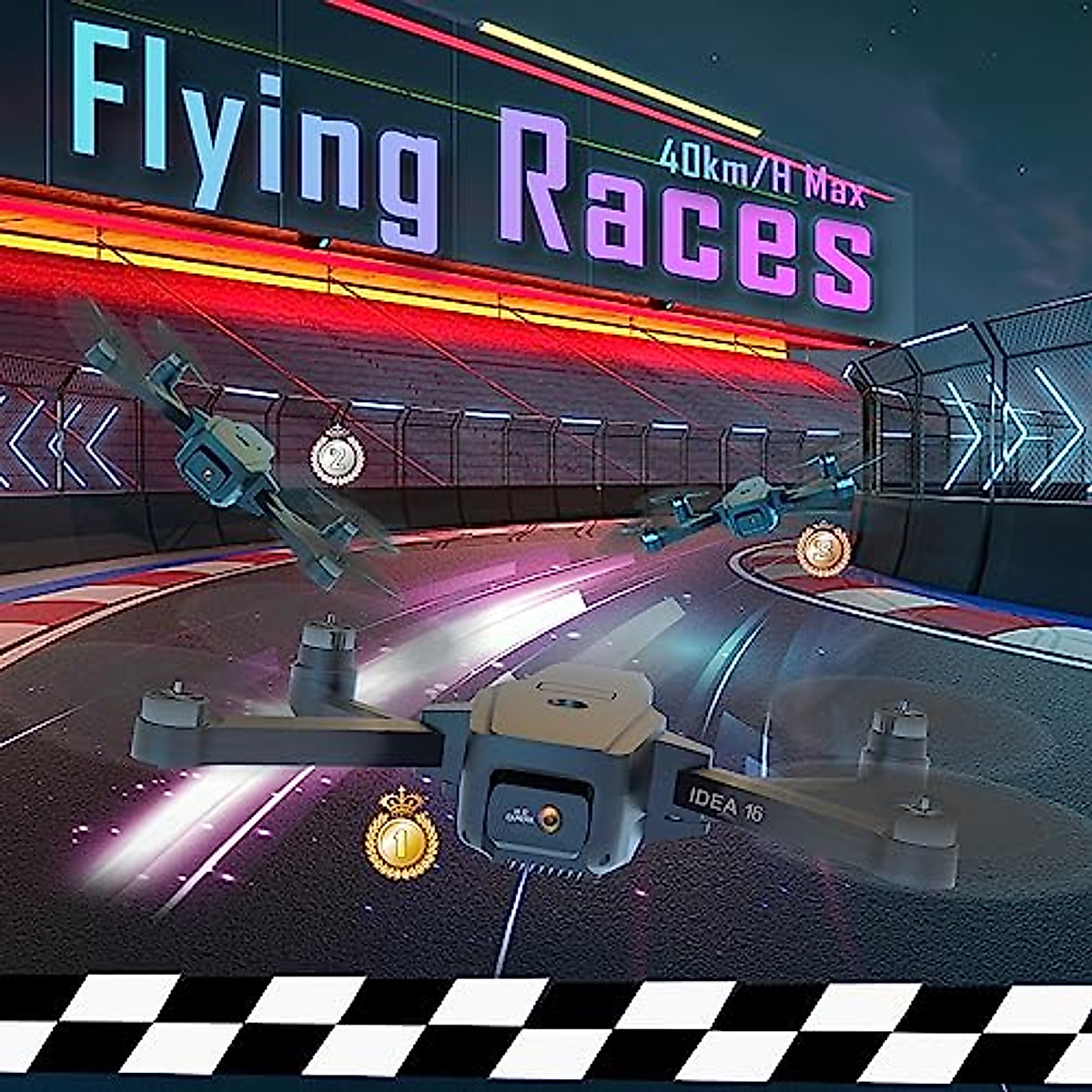 Brushless Motor Drones with 2 Cameras 40KM/h MAX Wind Resistance Class 4 for Adults 5GHz WIFI FPV Drone with HD Camera RC Quadcopter for Beginners 2 Batteries 30 Minutes idea16 UAV