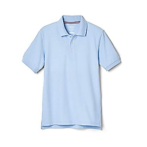 French Toast boys Short Sleeve Pique (Standard & Husky) Polo Shirt, Light Blue, 10 12 US