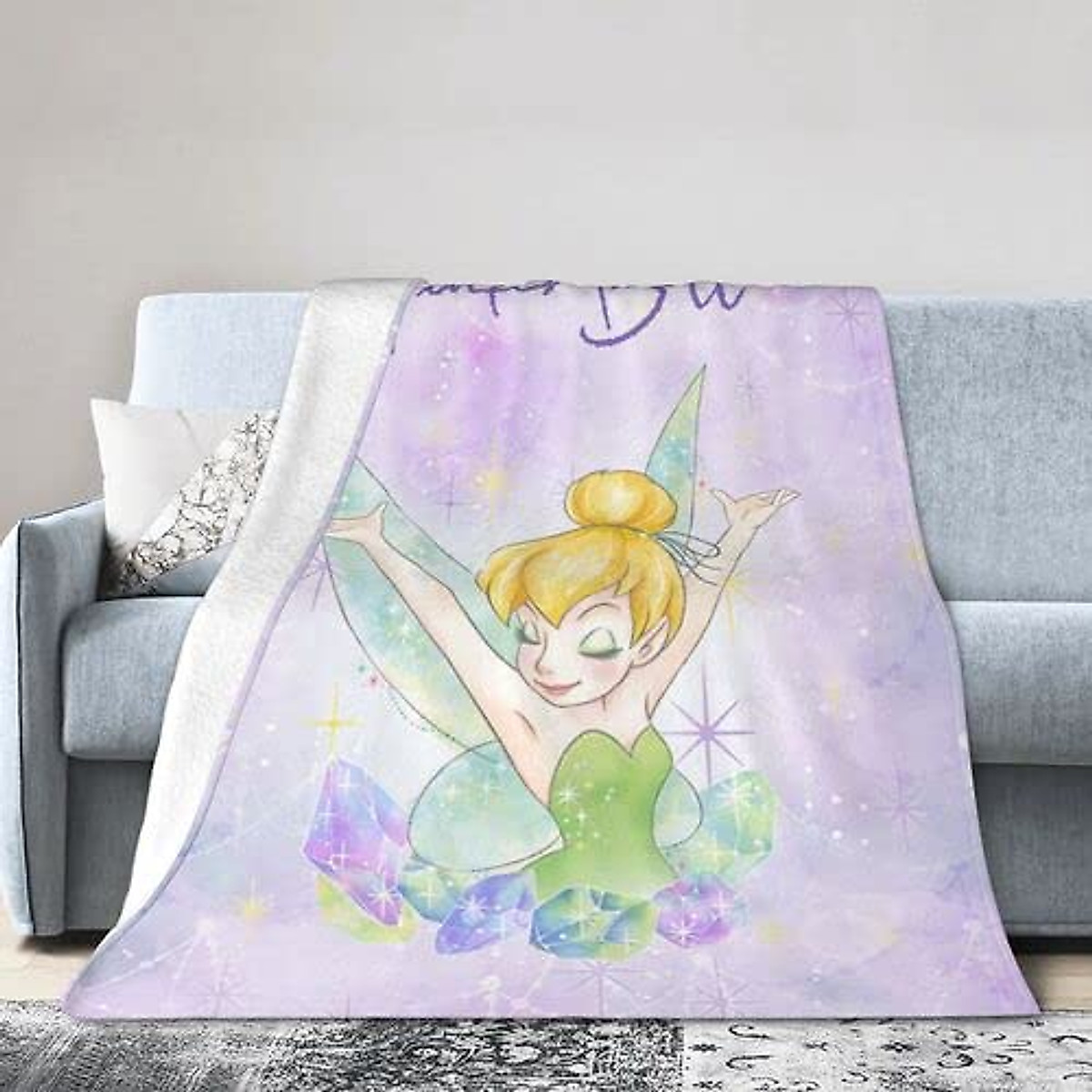 Cute Tin.ker Bell Throw Blankets Fleece Blanket Super Soft Plush Throw Blanket 60"X50" Cozy Fuzzy Bed Blankets Microfiber Flannel Blankets for Couch, Bed, Sofa