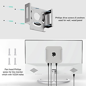 IFCASE Mac Mini M2 Mount, Heat Dissipation Design Anti-Scratch Behind Monitor, Under Desk, Wall Mount Stand for Mac Mini 2011 to 2023 M2 Pro, Compatible with VESA Hole (Silver)