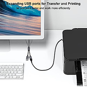 Jasput USB Splitter Cable,1 Male to 2 Female USB Extension Cable Connectors, Multiport USB Extender Hub,Charger & Data Transfer USB Y Splitter for Laptop,Car,Mac,TV,PC,Xbox One Series X/S,HDD,Phone