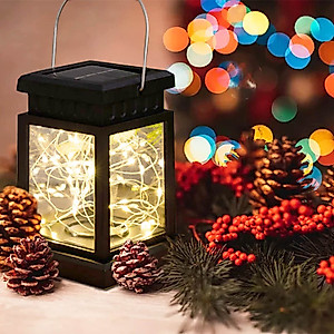 Solar Lanterns Outdoor Hanging Solar Star Lantern 4PCS LED Warm Light for Halloween & Christmas, Solar Powered Led Lantern Decorative for Patio Yard Garden.