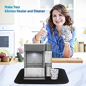 Sliding Mat for Ice Makers Countertop Mat, Absorbent Dish Drying Mat for Kitchen Counter, Ice Makers Accessories Fit Under Ice Maker, Neat, and Clean, Black