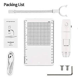 Digital Microscope USB Microscope 1080P 50-1000X Magnification Handheld Portable Microscope Camera with 8 Lights, Stand for iPhone/Android/iOS/PC, Tablet (White)