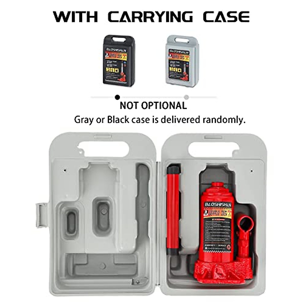 BAOSHISHAN 3 Ton Double Ram Bottle Jack 6-1/2" to 16-1/2" Lifting Range Portable Hydraulic Jack with Carrying Case