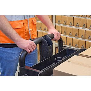 Rubbermaid Commercial Products 2-Shelf Utility/Service Cart, Medium, Lipped Shelves, Ergonomic Handle, 500 Lbs Capacity, for Warehouse/Garage/Cleaning/Manufacturing (FG452088BlA)