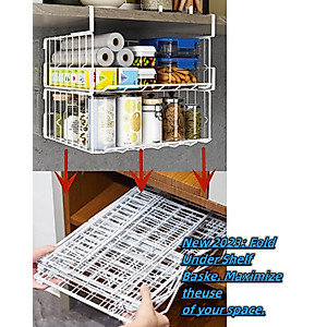 Couwilson 𝐔𝐧𝐝𝐞𝐫 𝐒𝐡𝐞𝐥𝐟 𝐁𝐚𝐬𝐤𝐞𝐭 Storage 2Pack - 12.6in Metal Under Cabinet Shelf, Hanging Wire Basket Shelves, Undershelf Storage Basket for Kitchen Pantry Bookshelf