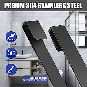 Braxen Shower Door Hooks 2-Pack - Stainless Steel Shower Towel Hook, Durable Shower Hooks for Towels, Rustproof Hanger for Frameless Glass Doors, black&bronze