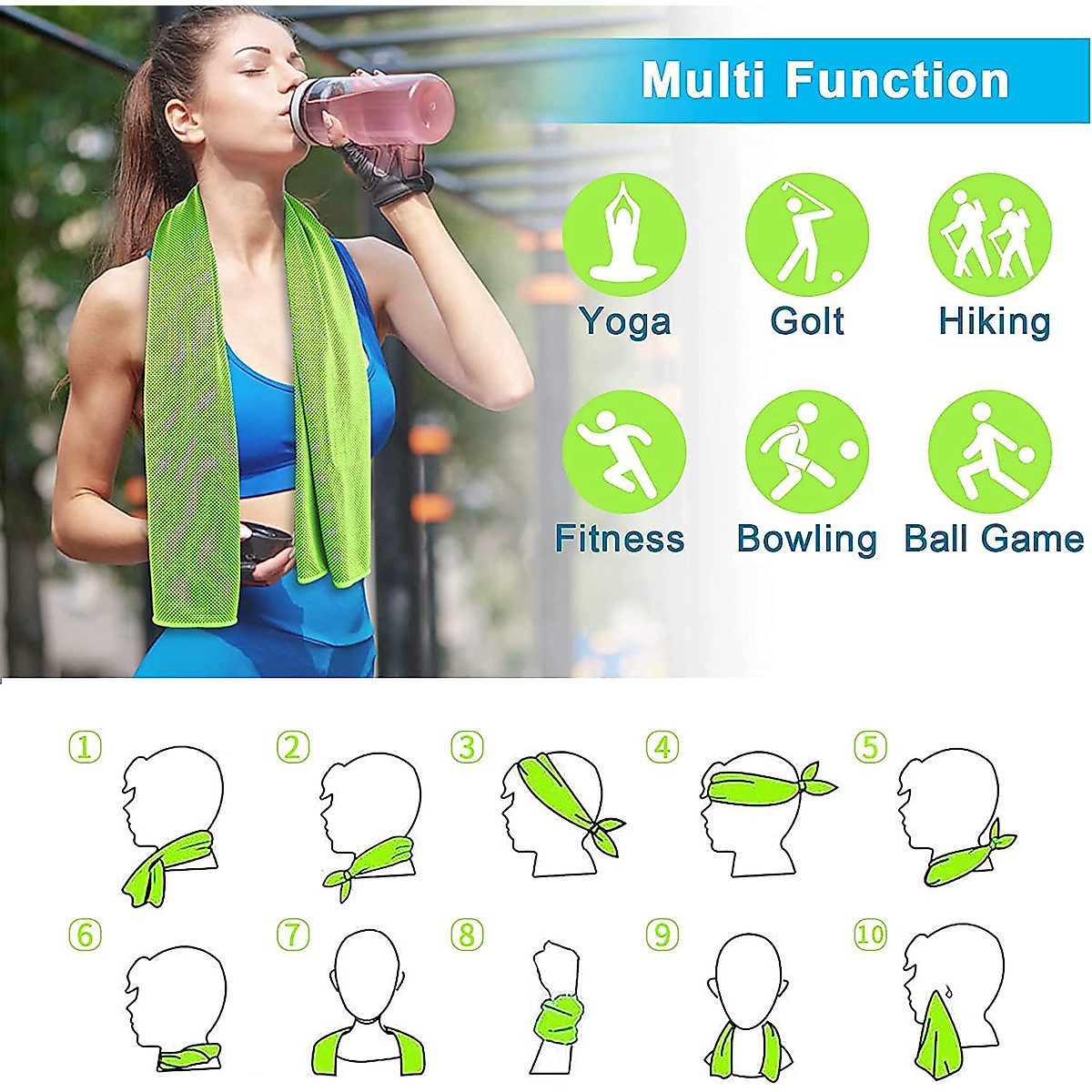 Vhger Cooling Towel, 4 Pack Ice Towel (40"x 12"), Microfiber Towel, Soft Breathable Chilly Towel Stay Cool for Yoga, Sport, Gym, Workout, Camping, Fitness, Running, Workout & More Activities