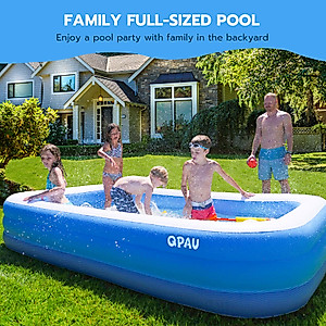 QPAU Inflatable Swimming Pool, 2021 Upgraded Family Full-Sized Blow Up Pool, Heavy Duty Above Ground Pool for Kids, Adults, Outdoor, Backyard, Pool Party