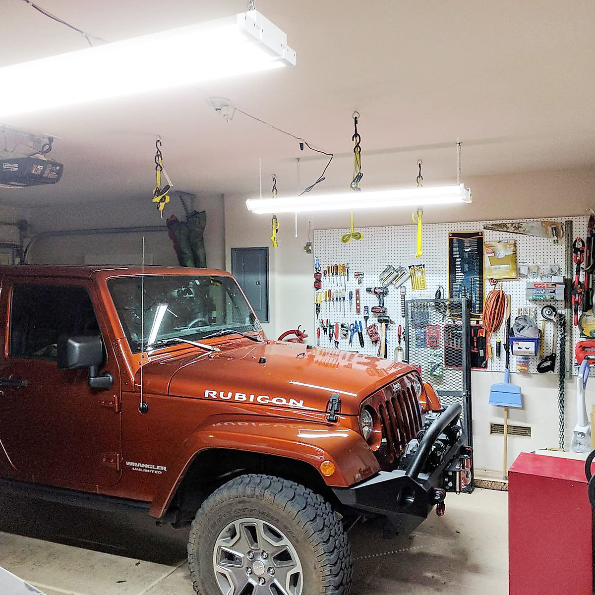 Bbounder Deformable LED Shop Light for Workshop, 6400LM 80W 4FT Utility Shop Lighting Fixture with Plug and Adjustable Panel, 5000K Daylight, Hanging or Flush Mount for Shop, Garage, Workbench, 1 Pack