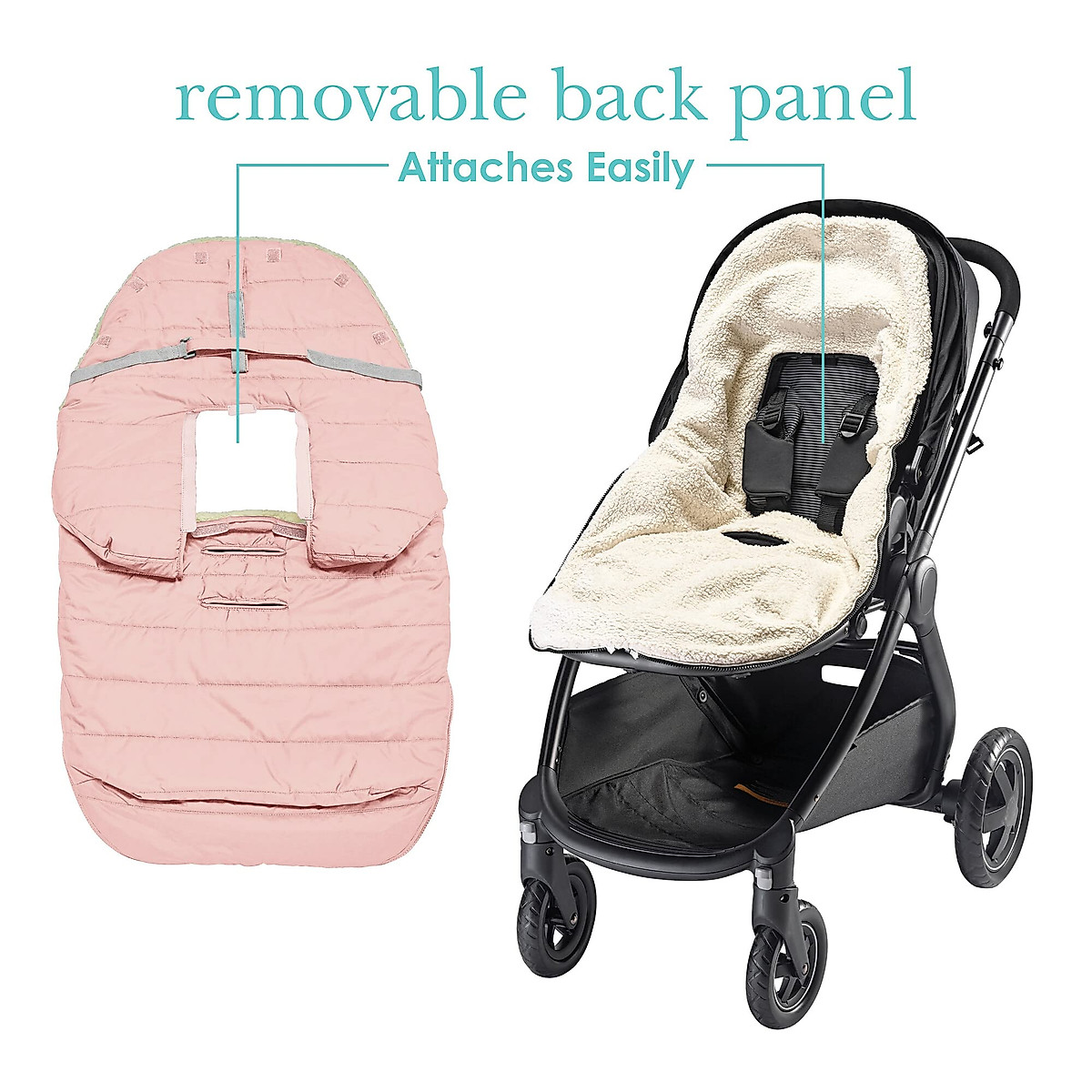 JJ Cole Bundle Me Winter Toddler Car Seat Cover and Bunting Bag - Urban - Weather Resistant Baby Carrier Cover - Stroller Accessories and Winter Baby Essentials - Blush Pink