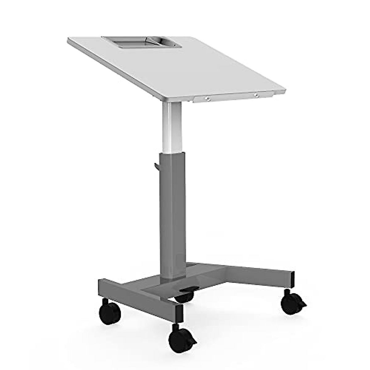Offex Mobile Gray Pneumatic Adjustable Height and 3-Position Flip-Top Student Nesting Desk with Built-in Pencil Tray, Bottle Holder, Bag Hook - Great for School, Classroom and More
