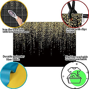 YMWQLAL Black and Gold Glitter Party Photo Backdrop Black Gold Glitter Sequin Spots Photography Background for Birthday Anniversary Prom Sparkle Banner Photo Shoot Props Decoration (7x5 FT)