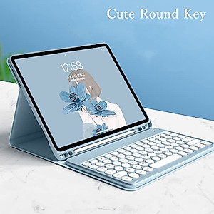 iPad 9th Generation 8th 7th Gen Keyboard Case with Mouse iPad Air 3 Pro 10.5 Color Keyboard Retro Round Key Cute Candy Colors Detachable Keyboard iPad 10.2 Cover (MintGreen)