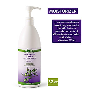 Medline Remedy Skin Repair Cream with Olivamine, 32 oz. bottle, lightly scented, for dry and cracked skin