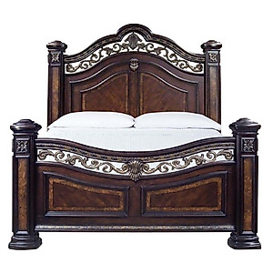 BOWERY HILL King Size Bed Bed with Headboard, Footboard, Wooden Slats in Wood, in Chocolate, No Box Spring Needed, Easy Assembly