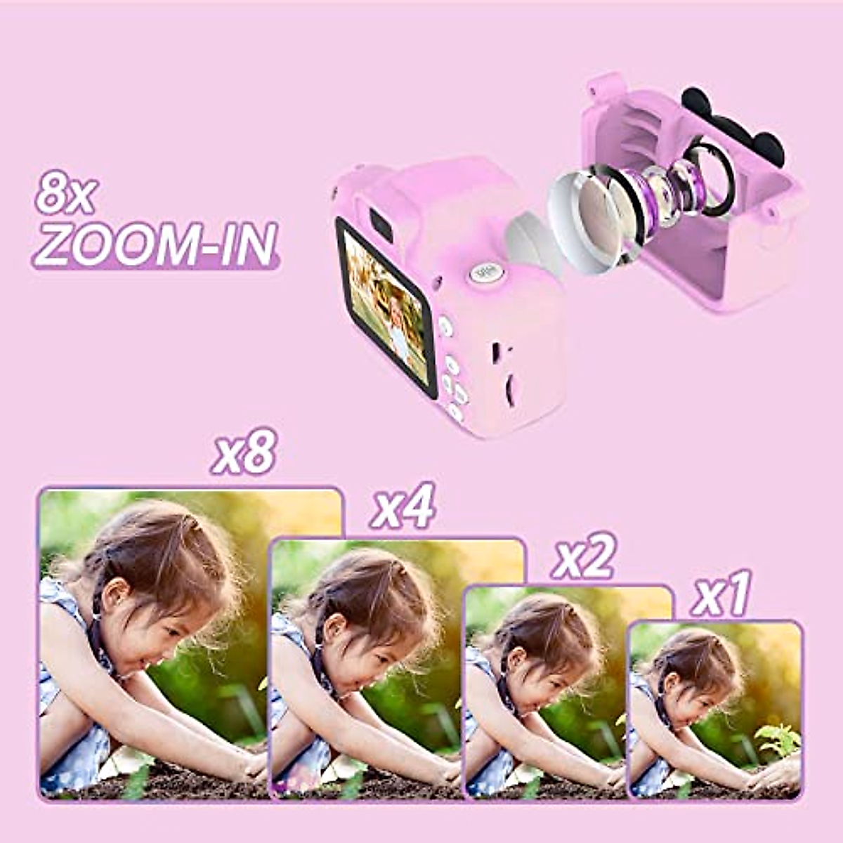 Spturn Kids Camera, 1080P HD Camera for Kids with 32 GB Card, 20MP Kids Digital Camera for Girls Boys Children Age 3-12 Year Old, Perfect Christmas Birthday Festival Gifts for Toddler (Pink)