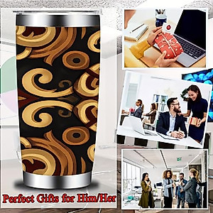 FOCIUZTA 20oz Golden Swirls and Circle Design Decorative Tumbler with lid, Travel Coffee Cup, Ideal for Easter, Gaming Enthusiast, Mother Day, and birthday gifts