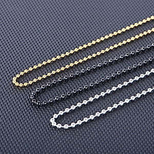 SINLEO Titanium Stainless Steel 2.4MM Small Beads Ball Chain Necklace for Men Women Black 3MM 36 Inches