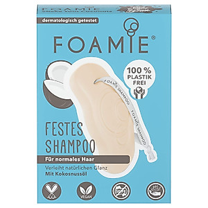 Foamie Solid Shampoo, Normal Hair & Curls with Coconut Oil, Hair Shampoo for Natural Shine 100% Vegan, Plastic-Free, 80 g