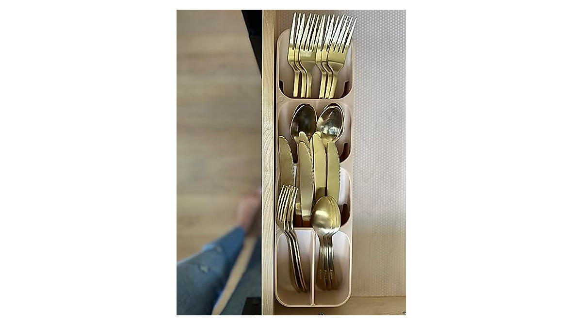 Compact Cutlery Organizer - Space-Saving Silverware Tray