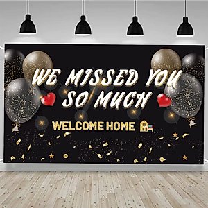 Welcome Home Decorations We Missed You So Much Banner Backdrop Black Gold Welcome Back Home Family Party Supplies Patriotic Military Homecoming Army Deployment Returning Back Poster