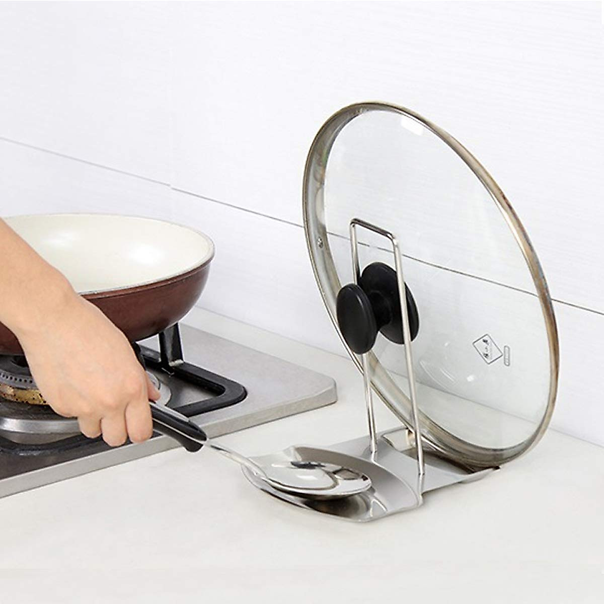 TraderPlus Stainless Steel Utensils Lid and Spoon Rest Holders