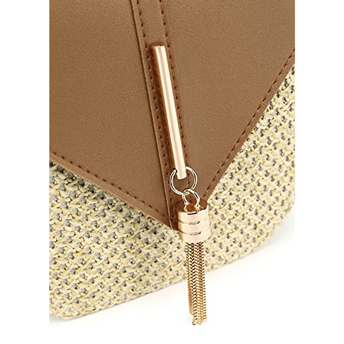 Sykorvon Straw Crossbody Bags for Summer, Cute Beach Bags for Women, Small Summer Straw Beach Woven Vacation Shoulder Bag Purses with Tassel (Brown)