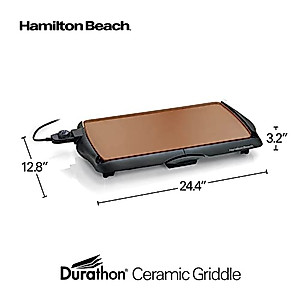 Hamilton Beach 38518R Durathon Ceramic Griddle, 200 sq. in, Black