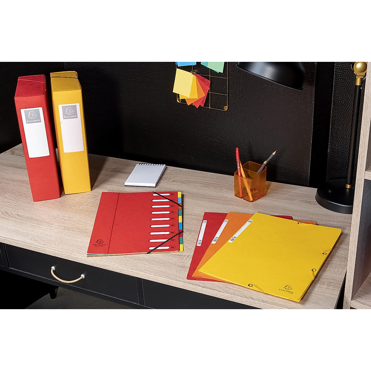 Exacompta - Ref 55515E - Europa Collection - Elasticated 3-Flap Folders - Suitable for A4 Documents, 400gsm Glossy Card - Assorted Colours (Pack of 10)