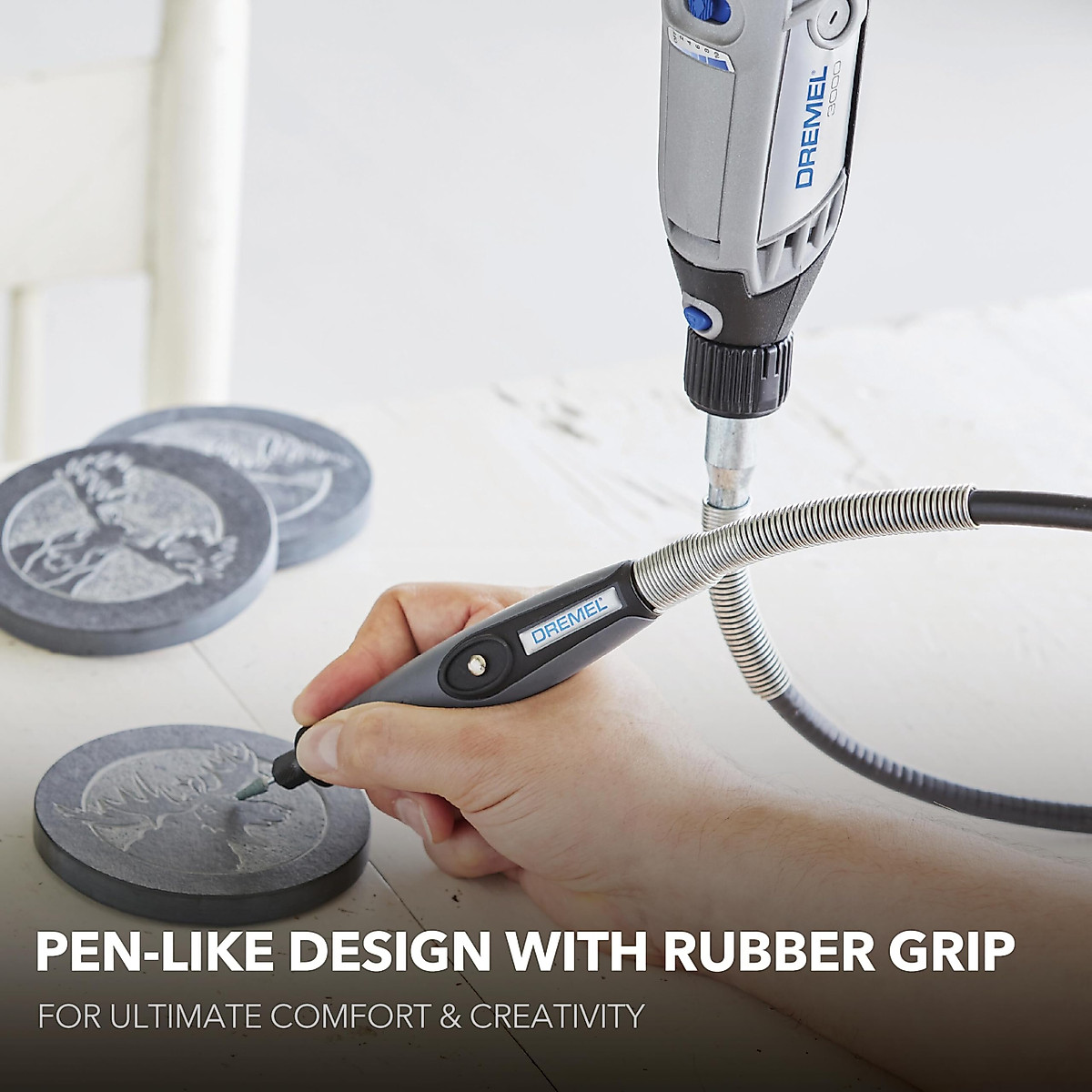 Dremel Flex Shaft Rotary Tool Attachment with Comfort Grip and 36” Long Cable - Engraver, Polisher, and Mini Sander- Ideal for Detail Metal Engraving, Wood Carving, and Jewelry Polishing , 225-02 , Grey