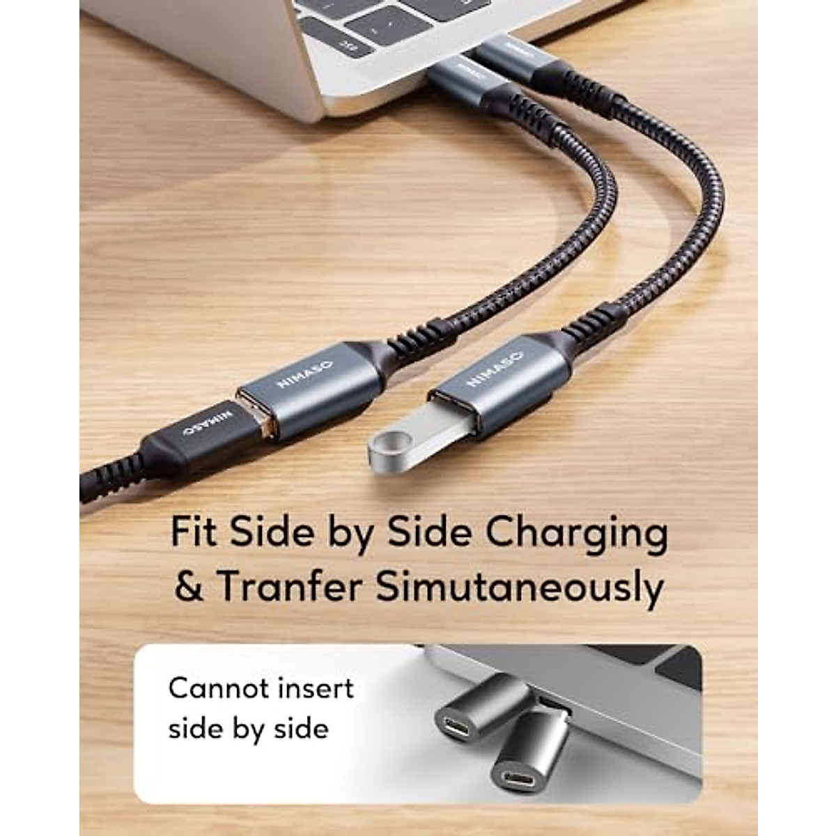 NIMASO USB C to USB 3.0 Adapter [2 pack], USB C to USB A Adapter, USB Type-C to USB,Thunderbolt 3 to USB Adapter OTG Cable for iPhone 15/15 Pro/15 Plus/15 Pro Max, Macbook Pro/Air, Galaxy S20 and more