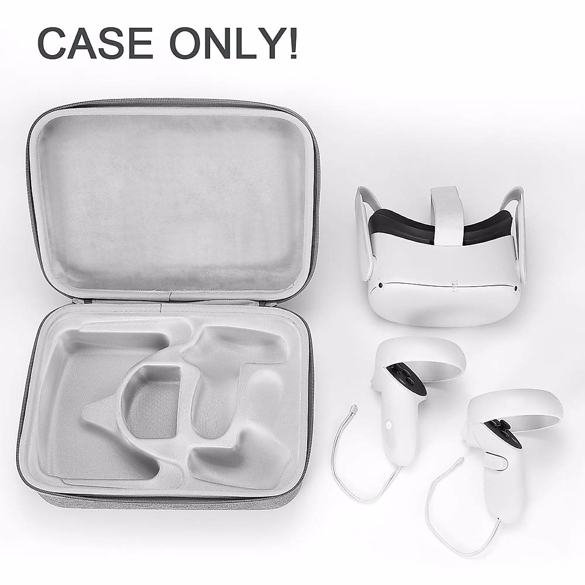 N-Brand Hard Carrying Case for Oculus Quest 2 All-in-One Virtual Reality Headset and Accessories, Protective Storage Travel Bag - Gray(Gray Lining)