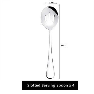 AXIAOLU Serving Spoons, 8.7-inch Stainless Steel Buffet Slotted Serving Spoons are Used for The Basic Service of Buffet, Banquet, Cooking Kitchen, Set of 4