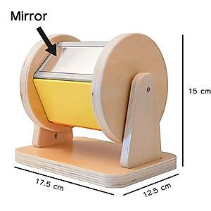 DISCOVERGRO Montessori Wooden Rainbow Spinning Toy Drum | Montessori Baby Toy 3 Months - 2 Years Old + | Educational Toys for Early Development | Baby Montessori Toys