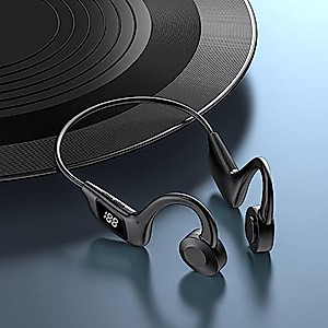 Kakasi Bone Conduction Headphones,Open Ear Sports Wireless Fitness Headphones for Running Cycling Driving Fitness, Noise Canceling Microphone for Calls, Bluetooth 5.0 (Black)