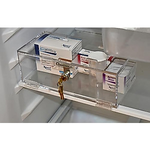 Heavy Duty Medicine/Medication Lock Box with Key - Refrigerator-Safe, Secure Storage and Locking Medicine Box (4.25H x 12W x 6D) for Organized Medicine Management.