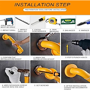 Psmpeng Bathroom Grab Rails 304 Stainless Steel Shower Handle Bathtub Grab Bar with Safety Circles Handrail ?for Elderly Disabled Toilet Seniors Kitchen(Black,30cm)