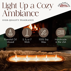 Red Barn Candle Company Wood Dough Bowl Candles | 100% Natural Soy Wax & Essential Oil Infused | Odor Eliminating + Pet Safe | Scented Candle Gifts for Men & Women (Christmas Tree, 3-Wick)