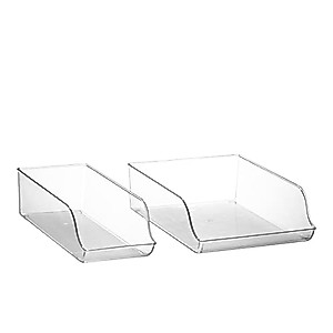 4 Pack Refrigerator Organizer Bins, Pop Soda Can Dispenser and Water Bottle Organizer Set for Fridge, Freezer, Kitchen, Countertops, Cabinets - Clear Plastic Pantry Beverage Holder Storage Rack