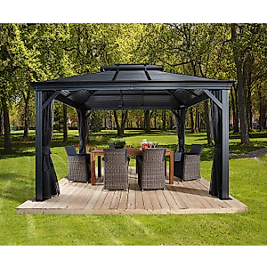 Sojag Outdoor 12' x 14' Mykonos Double Roof Hardtop Gazebo Outdoor Sun Shelter