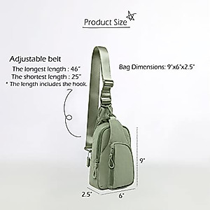 ODODOS Daily Sling Bag with Adjustable Straps Crossbody Chest Bag Lightweight Small Backpack for Casual Outdoor Traveling Hiking, Sage Grey