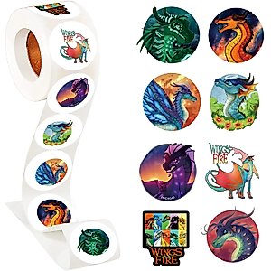 500Pcs Wings of Fire Stickers, 1 Inch Labels with 8 Patterns Decals Rolls Self Adhesive Seals for Scrapbooking Cards Envelopes，for Kids Teens Adults for Birthday Party Decor Supply Reward…