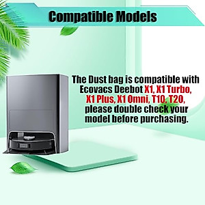 10 PCS Dust Bags Compatible with ECOVACS DEEBOT X1 OMNI DEEBOT T10 T20, T10 Omni, Large Capacity Disposable Vacuum Cleaner Accessories Replacement Set
