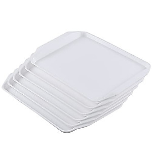 Jekiyo White Rectangular Plastic Fast Food Serving Tray, Set of 6