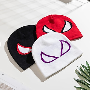 gothapy Y2K Beanies Spider Miles Gwen Peter Beanie Gothic Acrylic Knitted Hat Casual Streetwear Outdoor Beanies for Women Men (White)